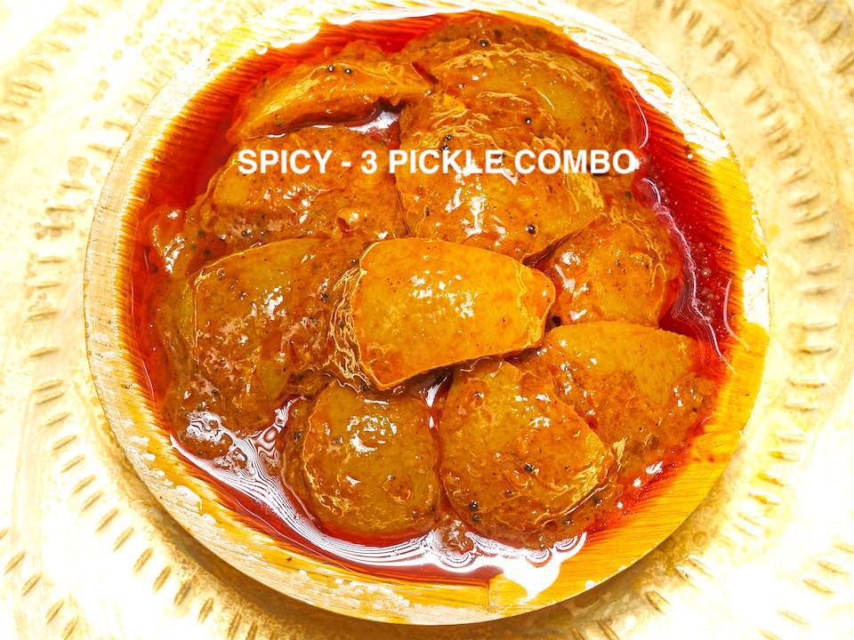 Spicy 3 Pickle Combo (No Garlic) – Girija Paati