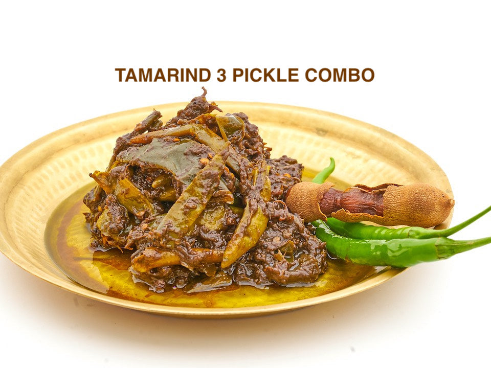 Tamarind 3 Pickle Combo (No Garlic) - Girija Paati